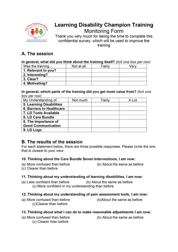 Learning Disability Champions - Paul Ridd Foundation